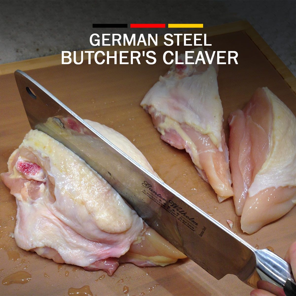 Gunter Wilhelm Butcher's Cleaver, 8 Inch with Black ABS Handle