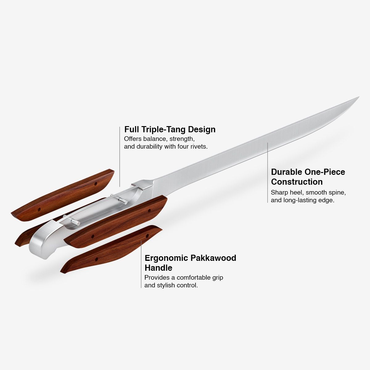 Boning Knife/Fillet Knife, 10 Inch | Brown Pakkawood Handle